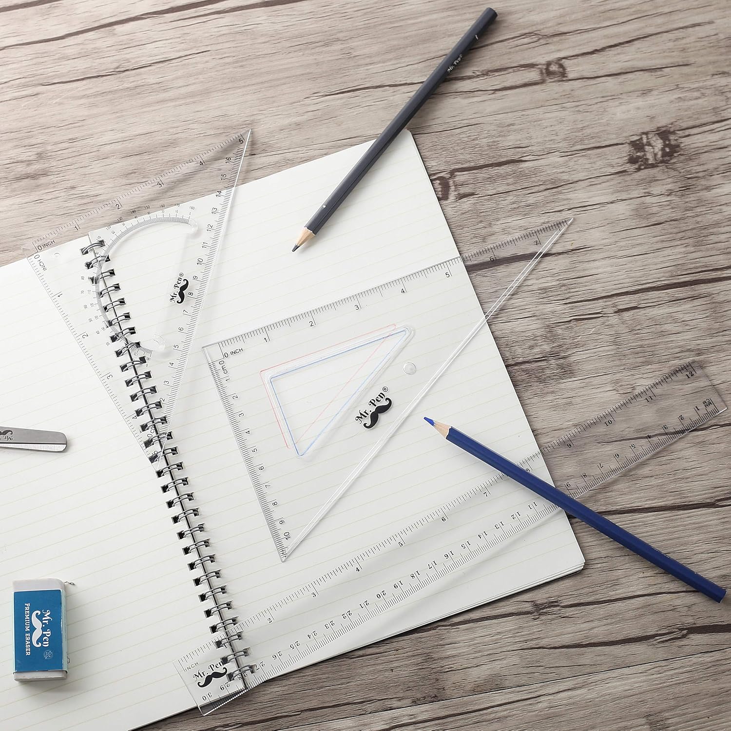 Mr. Pen- Triangle Ruler, Square and Ruler Set, 3 Pack, Set Square ...